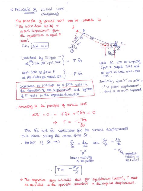 Lecture 20 Static Force Analysis Using Principle Of Virtual Work Pdf