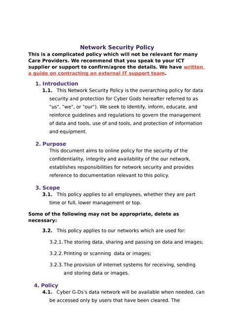 Network Security Policy Template V Network Security Policy This Is A