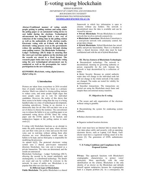 Pdf E Voting Using Blockchain