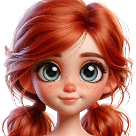 Cute Red Haired Girl Cartoon Portrait 59066968 Png