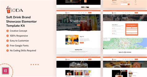 Soda Soft Drink Brand Showcase Elementor Template Kit
