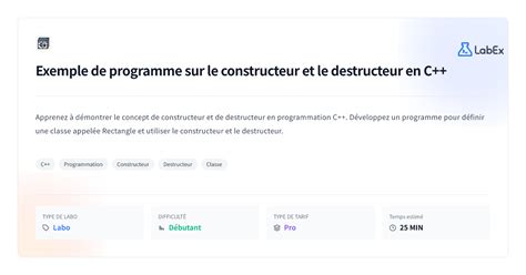 Exemple De Programme Sur Le Constructeur Et Le Destructeur En C Labex Exemple De Programme Sur Le Constructeur Et Le Destructeur En C Labex