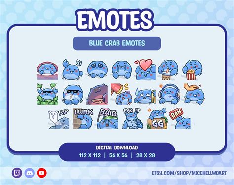 Blue Crab Emote Twitch Discord Etsy