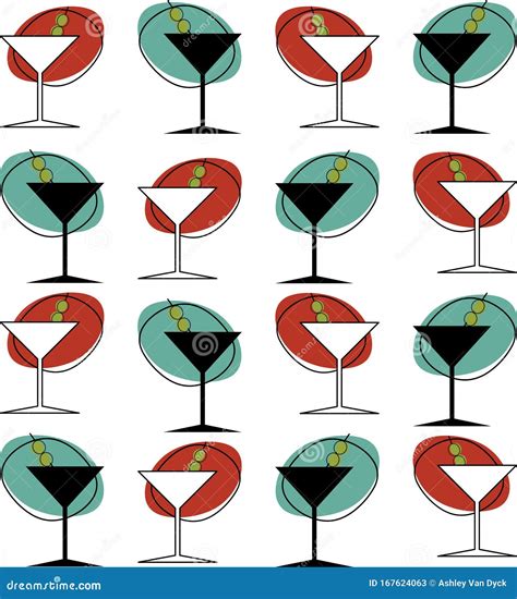 Martini Glass Repeating Pattern Stock Illustration Illustration Of