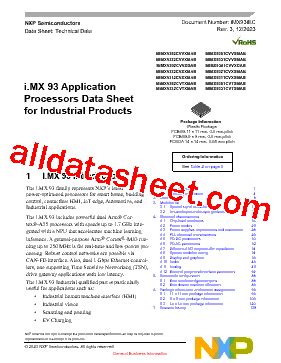 MIMX9352CVVXMAB Datasheet PDF NXP Semiconductors
