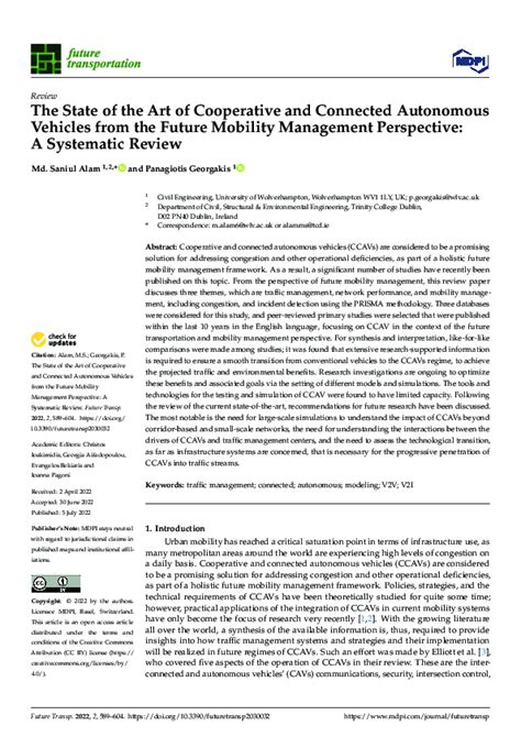 Pdf The State Of The Art Of Cooperative And Connected Autonomous Vehicles From The Future