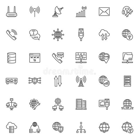 Network And Communications Line Icons Set Stock Vector Illustration Of Line Clipart 302835307