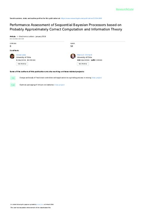Pdf Performance Assessment Of Sequential Bayesian Processors Based On