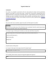 Projectile Motion Lab And Simulation Study Resource Course Hero