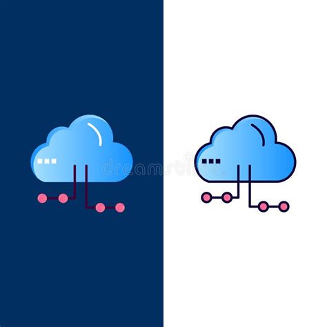 Cloud Share Computing Network Icons Flat And Line Filled Icon Set Vector Blue Background