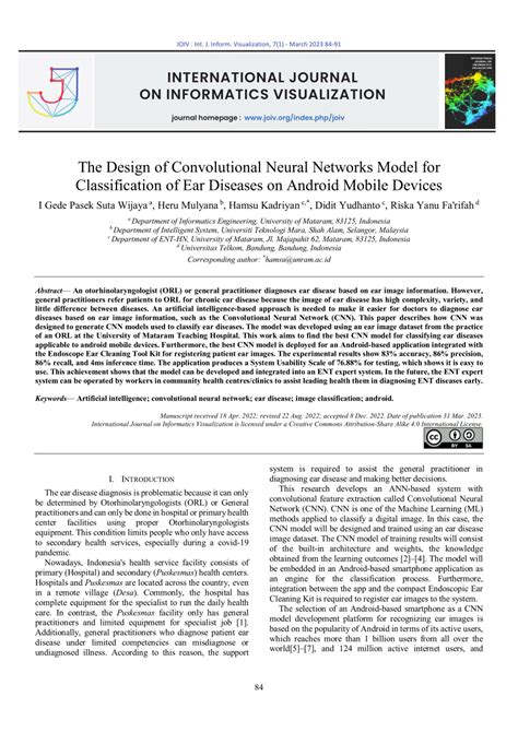 Pdf The Design Of Convolutional Neural Networks Model For Classification Of Ear Diseases On