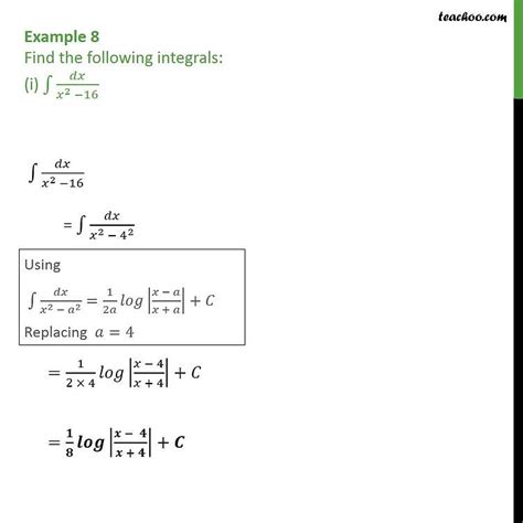 Example I Find The Following Integrals Dx X Chapter Clas