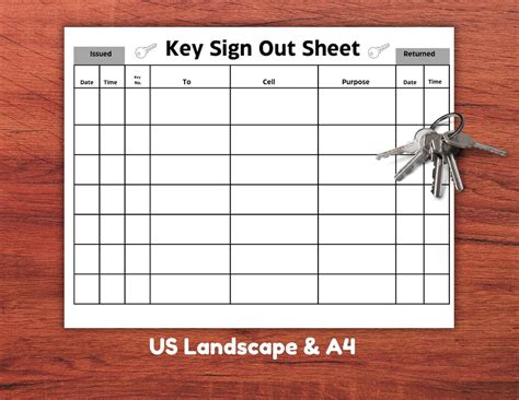 Key Sign Out Sheet Template Cathfrei