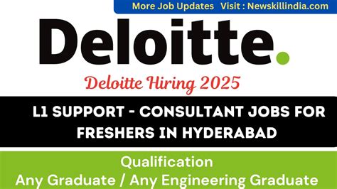 Deloitte Hiring 2025 L1 Support Consultant Jobs For Freshers In Hyderabad New Skill India