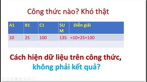 Video Cách hiện dữ liệu trong công thức không phải hiện kết quả show data in formula