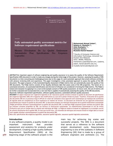 pdf fully automated quality assessment metrics for software