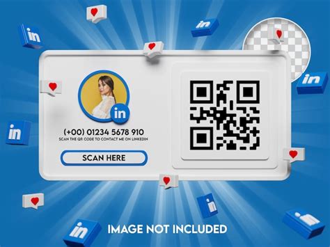 premium psd 3d qr code and follow on linkedin mockup