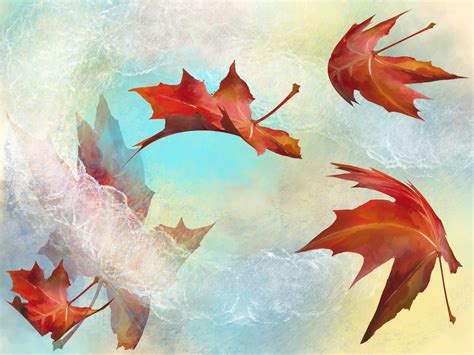 Autumn Leaves In The Wind Original Art Print Modern Nature Wall Art