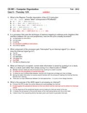 Quiz9 Sol CS 061 Computer Organization Quiz 9 Thursday 12 6 Fall 2012 Solution 1 W Hat Is
