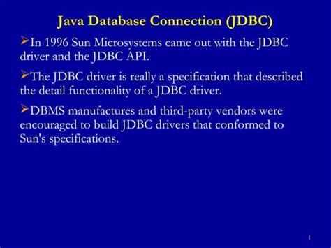 Java Database Connection Jdbc Ppt