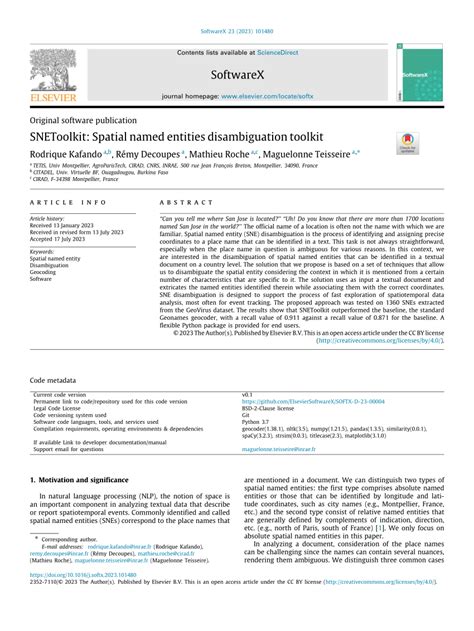 Pdf Snetoolkit Spatial Named Entities Disambiguation Toolkit