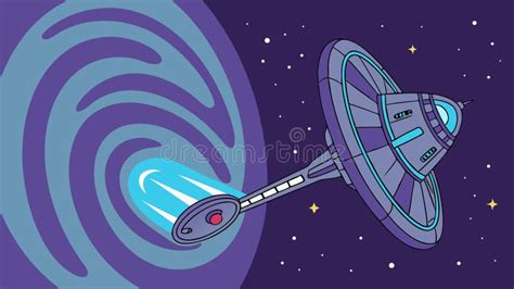 Spaceship In Nebula Interstellar Travel Scene Vector Design Generative Ai Stock Vector