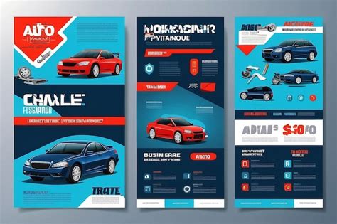 Premium Photo Set Auto Repair Business Layout Templates Automobile