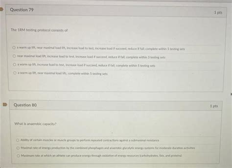 Solved Question 79 1 Pts The 1rm Testing Protocol Consists