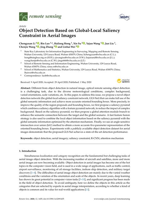 Pdf Object Detection Based On Global Local Saliency Constraint In Aerial Images