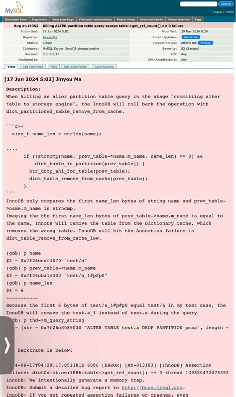 Mysql Bug115352 From Crash To Fix