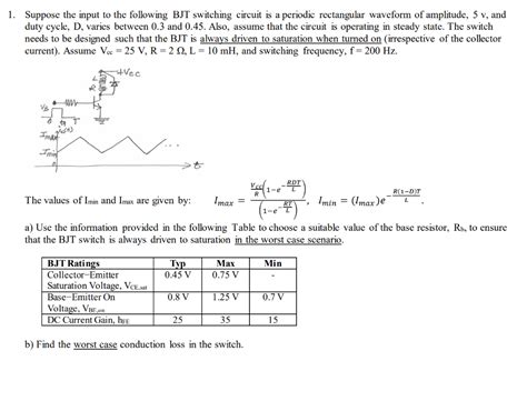 Solved 1 Suppose The Input To The Following Bjt Switching