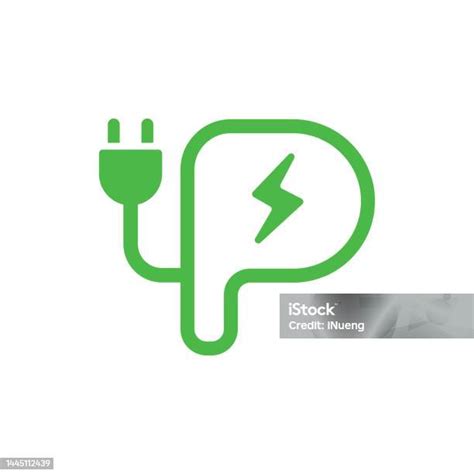 문자 P 아이콘 녹색 전기 자동차 주차 표지판 Ev 자동차 충전 지점 친환경 하이브리드 자동차용 주차 공간을 연결합니다 벡터 지속가능 에너지에 대한 스톡 벡터 아트 및 기타