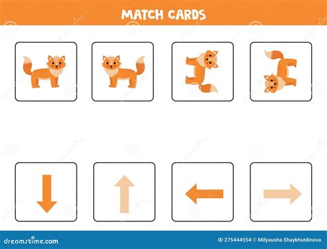 Left Right Up Or Down Spatial Orientation With Cute Fox Stock Vector Illustration Of Sheet