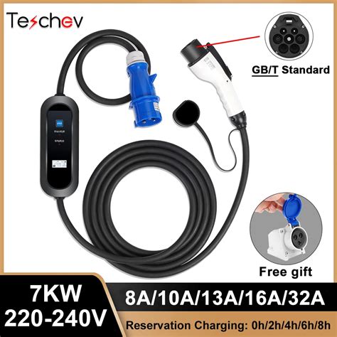 Teschev 휴대용 Ev 충전기 월박스 Gbt 코드 7kw 32a 단상 Evse 충전 박스 전기 자동차 충전 스테이션 Aliexpress