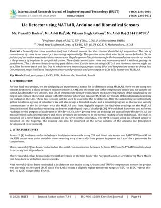 IRJET Lie Detector Using MATLAB Arduino And Biomedical Sensors PDF