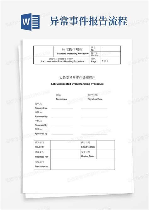 实验室异常事件处理程序Word模板下载 编号legnenjy 熊猫办公