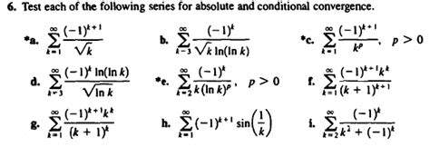 solved 6 test each of the following series for absolute and