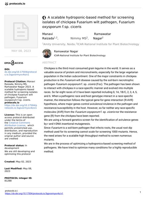 Pdf A Scalable Hydroponic Based Method For Screening Isolates Of