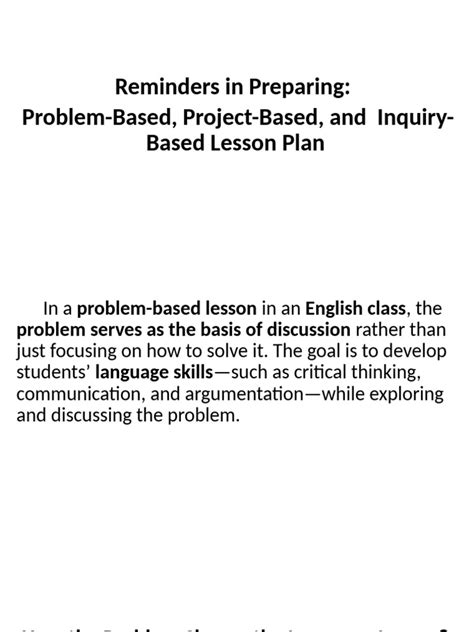 Problem Based Project Based And Inquiry Based Lesson Pdf Inquiry Based Learning Critical