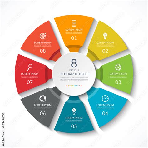 Infographic Circle Process Chart Vector Diagram With 8 Options Can Be Used For Graph