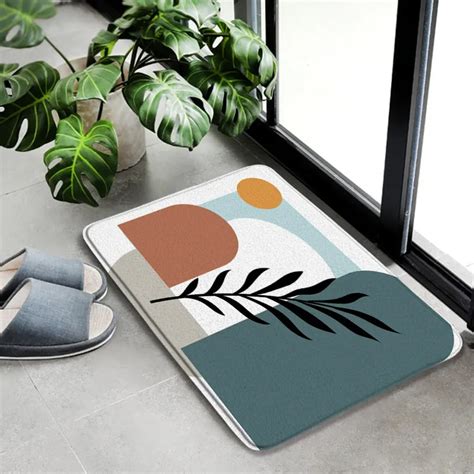 Abstract Geometric Bath Mat Set Creative Mid Century Boho Art Pattern Sold By Thyroid Fjord