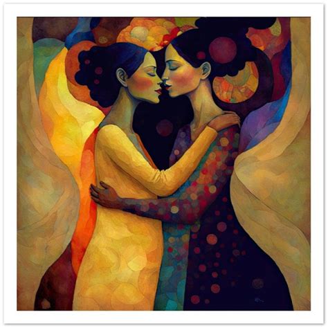 Body Positive Lesbian Original Art Print Lgbt Pride Romantic Wall Art