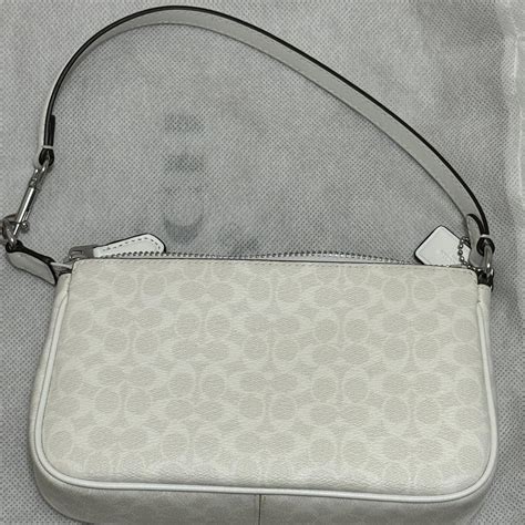 Authentic White Coach Mini Shoulder Bag In Signature Depop