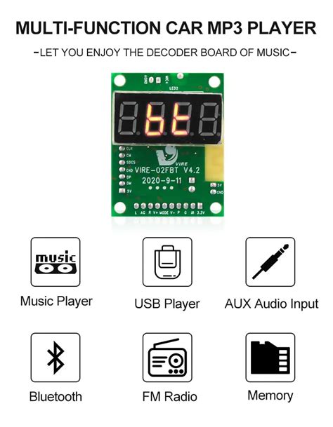 VIRE Mini Mp Player Bluetooth Audio Fm Kit Usb Mp Player Decoder Module