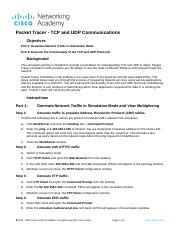 Understanding TCP And UDP Protocols With Packet Tracer Simulation Course Hero