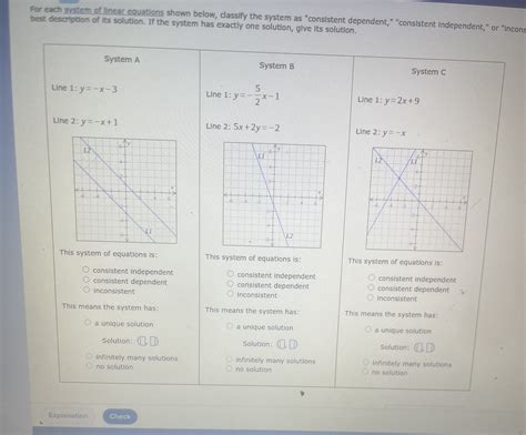 solved for each system of linear equations shown below