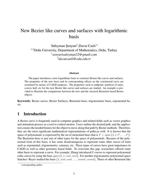 pdf new bezier like curves and surfaces with logarithmic basis