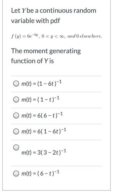 solved let ybe a continuous random variable with pdf f y
