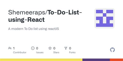 Github Shemeeraps To Do List Using React A Modern To Do List Using Reactjs