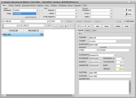 Free Task Job Manager 1 Database Template For Organizer Advantage Database Manager For Windows